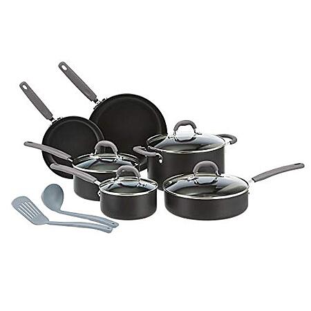 12-Piece Amazon Basics Hard Anodized Non-Stick Cookware Set $54.67 ...
