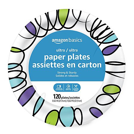 120 Count Amazon Basics Ultra Paper Plates, (8.62 Inch) $7.12 + Free ...
