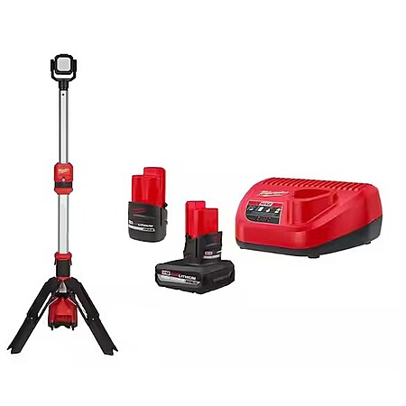 Milwaukee M12 1,400 Lumen Rocket Light w/High Output 5.0 Ah and 2.5 Ah ...