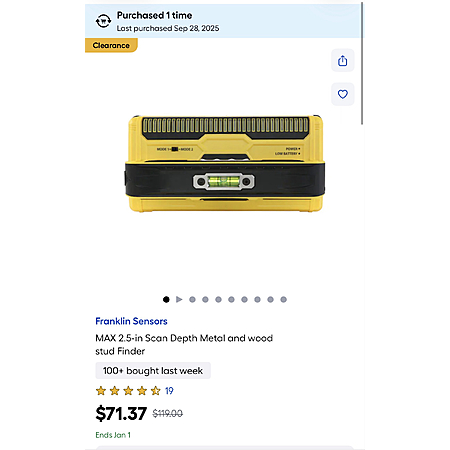 Franklin Sensors MAX 2.5-in Scan Depth Metal and wood stud Finder in ...