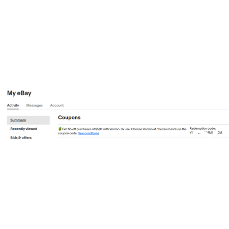 eBay [Targeted] --- $5 off $50 coupon code if you pay with Venmo ; can ...
