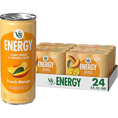 Prime Members: 24-Pack 8-Oz V8 +Energy Drink (Peach Mango) - 2025-10-07
