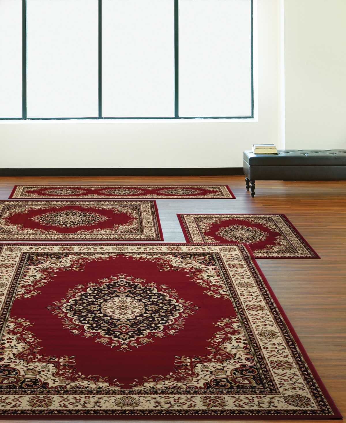 Km Home Florence Kerman Red 4-Pc. Rug Set $449