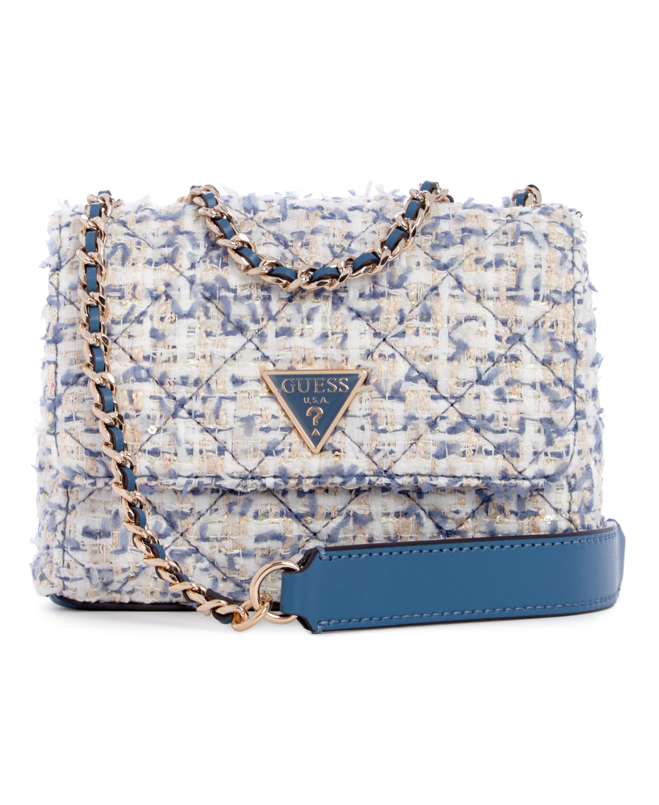 GUESS Tali Mini Convertible Crossbody Bag Purse (Blue Slate w/ Gold ...