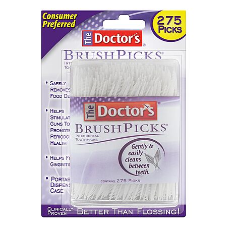 12-Pack 275-Count The Doctor's BrushPicks Interdental Toothpicks $14.01 ...