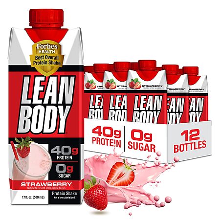 12-Pack 17-Ounce Labrada Lean Body Ready-to-Drink Strawberry Protein ...