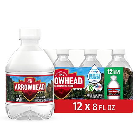 12-Pack 8-Ounce Arrowhead Mountain Spring Water Bottles $1.49 + Free ...
