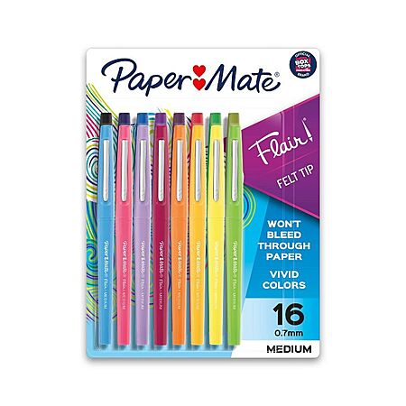 24-Pack Paper Mate Flair 0.7mm Medium Tip Felt Pens (Multicolored) $11. ...