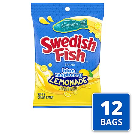 SWEDISH FISH Blue Raspberry Lemonade Soft & Chewy Candy, 12-8.04 oz ...