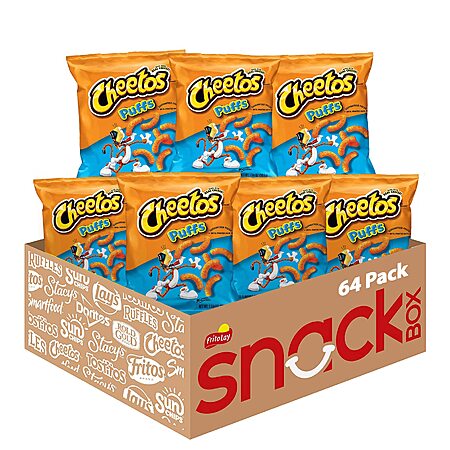Cheetos Cheese Flavored Snacks, Puffs, 1.375 Ounce (Pack of 64)~$23.52 ...