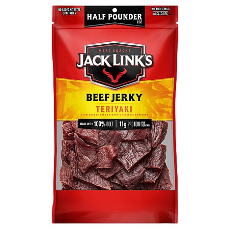 Jack Link's Beef Jerky, Teriyaki, Half Pounder Large Jerky Bag - Flavorful Meat Snack, Ready to ...