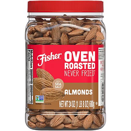 Fisher Oven Roasted Never Fried Almonds, 24 Ounces (Pack of 1), Heart ...