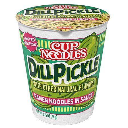 Nissin Cup Noodles Soup, Dill Pickle, Microwaveable Paper Cups, Instant ...