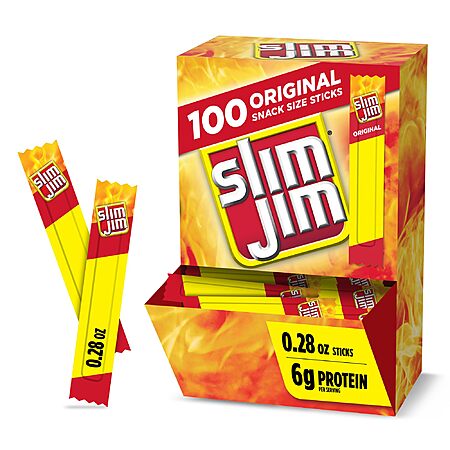 Slim Jim Smoked Meat Sticks, Original Flavor, 6g Protein Per Serving ...