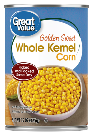 Great Value Golden Sweet Whole Kernel Corn, 15 oz No Allergens~$0.50 ...