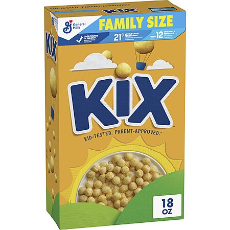 Kix Whole Grain Breakfast Cereal, Crispy Corn Cereal Puffs, Family Size ...