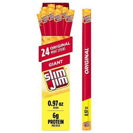 Slim Jim Giant Smoked Meat Sticks, Original Flavor, 6g Protein Per ...