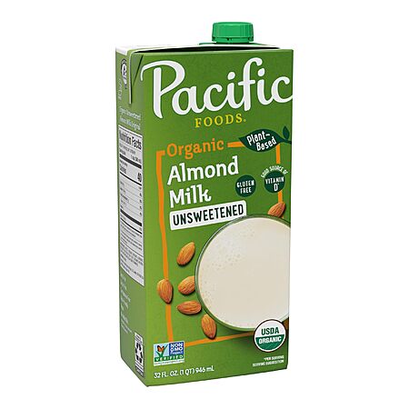 Pacific Foods Organic Unsweetened Almond Milk, Plant Based Milk, 32 oz ...