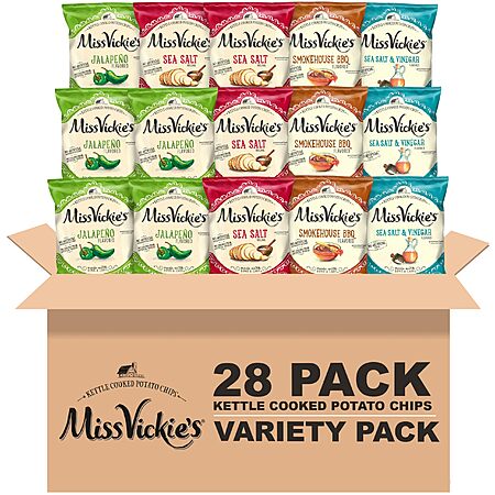 Miss Vickie's Kettle Cooked Potato Chips, Variety Pack, 1.375 Ounce ...