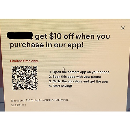 eBay get $10 off when you purchase in our app! Check your eBay account ...