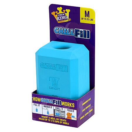 Chew King Chill Fill 1/3-Cup Dry Food/Water Fillable Rubber Dog Toy ...