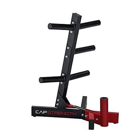 CAP Barbell Olympic Plate Tree Storage Rack for Weights and Bar (Red ...
