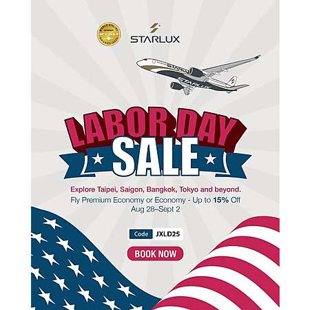 Starlux Airlines Up To 15% Off Economy or Premium Economy Airfares to ...