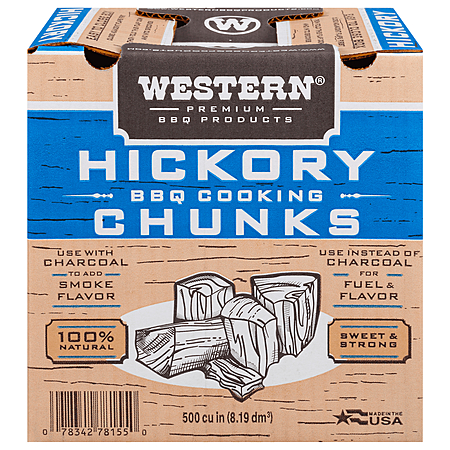 Walmart - Western 500 Cubic inch Hickory BBQ Cooking Wood Chunks, 1 Box ...