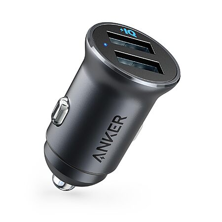 Anker 320 Car Charger (24W II), Mini Aluminum Alloy Dual USB with Blue ...