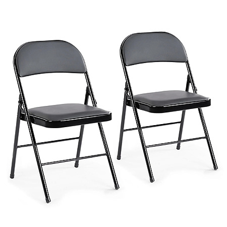 2 Pack Padded Folding Chair, Indoor Outdoor Portable Stackable Seat ...