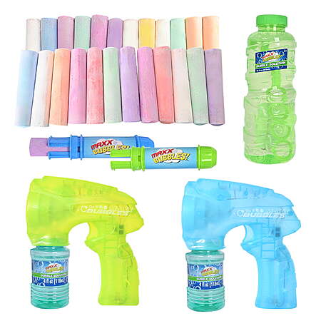 Maxx Bubbles Party Pack w/ 2x Blasters, 16-Oz Refill, & 24x Sidewalk ...