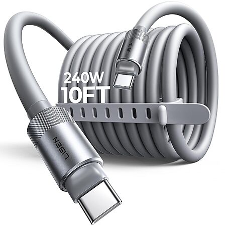 LISEN 10FT USB C Cable Fast Charging, Chubby 240W Cable USB C to USB C ...