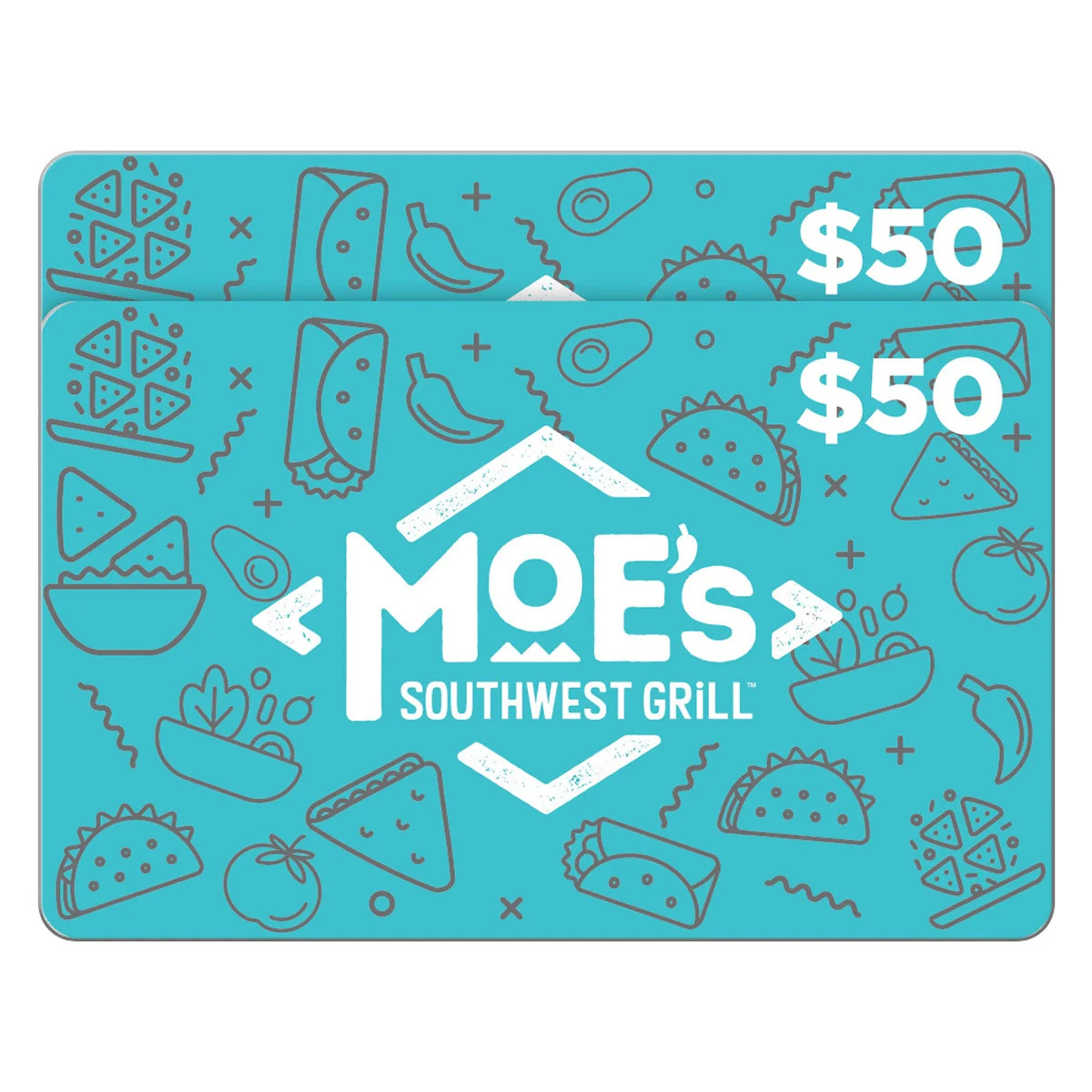 Costco Members: Moe's Southwest Grill Two Restaurant $50 E-Gift Cards ($100 Value) $74.99