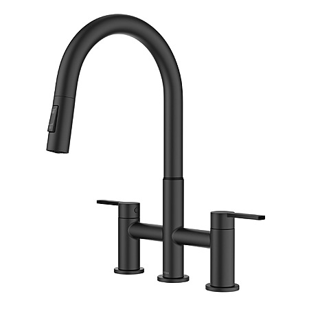 KRAUS Oletto Bridge Kitchen Faucet with Pull Down Sprayhead in Matte ...