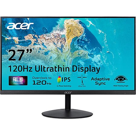 27" Acer IPS Full HD (1920 x 1080) Ultra-Thin Zero-Frame Monitor $90 ...