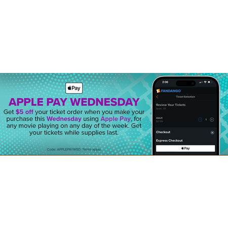 Apple Pay Wednesday 12/04 Offer: $5 Off Any Fandango Movie Ticket ...