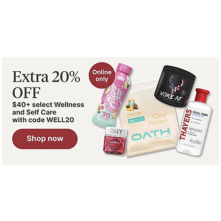 Walgreens 20% OFF $40+ select wellness and self-care with code WELL20 ...