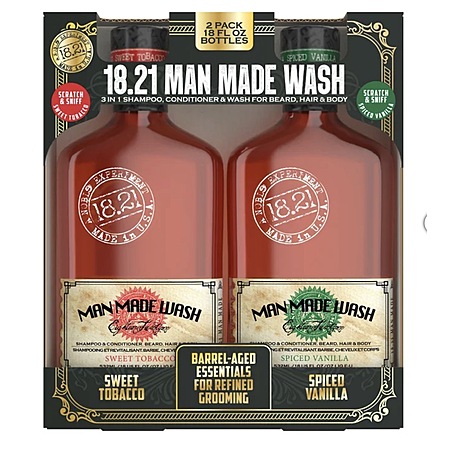 18.21 Man Made Wash, 3-in-1 Shampoo, Conditioner & Wash, 18 fl oz, 2 ...