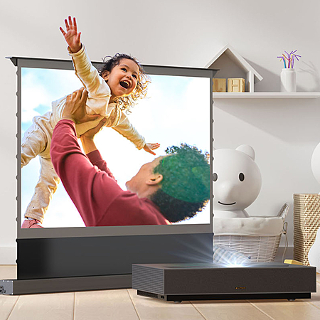 WEMAX Nova 4K UST Laser Projector and 120 Inch Motorized Floor-Rising ...