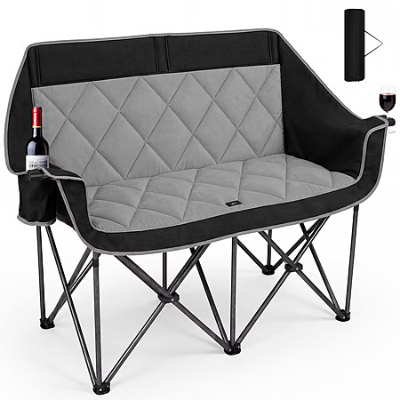 SUNSPIRE Double Oversized Camping Chair Folding Loveseat Padded with ...