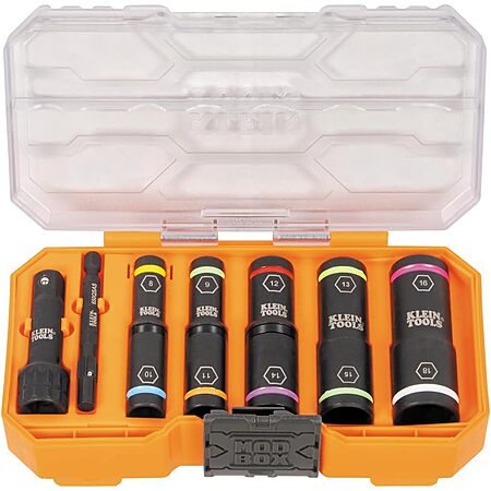 8-Piece Klein Tools KNECT Flip-10 Heavy Duty Flip Impact Socket Set ...