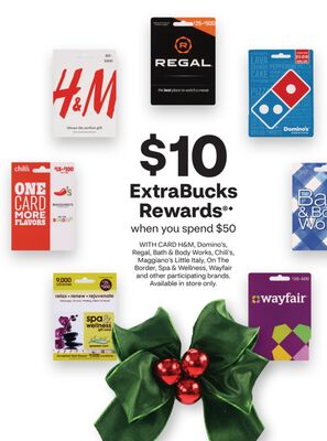 CVS In-Stores Only: Select Gift Cards: H&M, Domino's, Regal, Bath ...