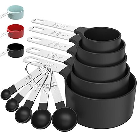 10-Piece Tiluck Stackable Measuring Cups & Spoons Set w/ Stainless ...