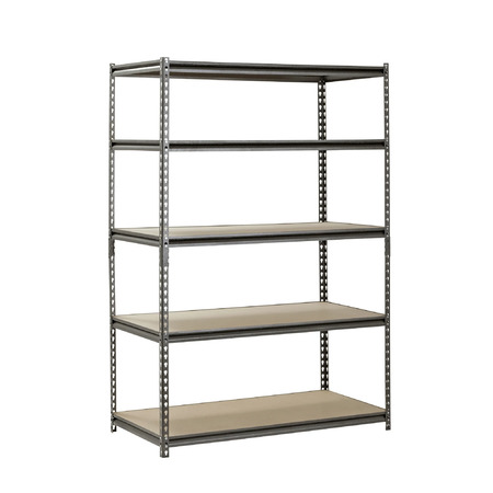 72" Muscle Rack 5-Shelf Steel Storage Shelving Unit (Silver Vein ...