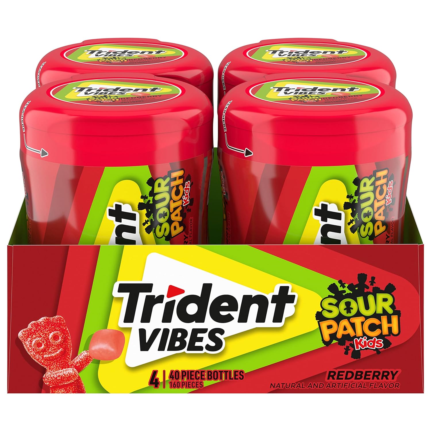 4-Packs 40-Pieces Trident Vibes SOUR PATCH KIDS Sugar Free Gum ...