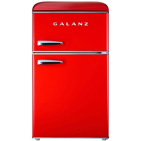 35" 3.1 Cu. Ft. Galanz Retro Mini Fridge w/ Dual Door & Freezer (Red ...