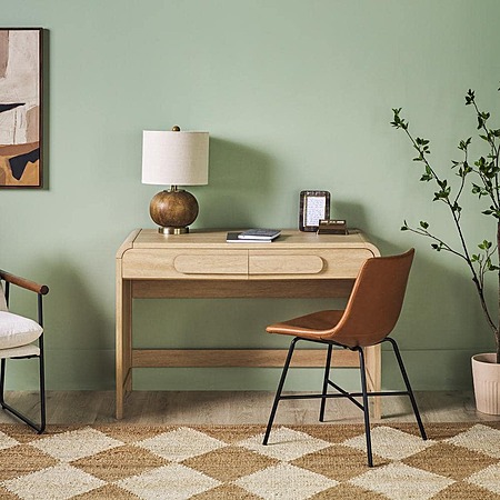 Welwick Designs 45" 2-Drawer Waterfall Desk (Coastal Oak) $57.49 + Free ...