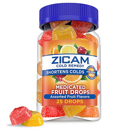 25-Count Zicam Cold Remedy Zinc Medicated Fruit Drops (Assorted Flavors ...