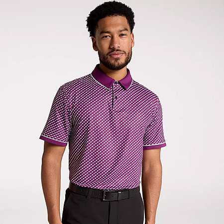 VRST Men's Contrast Printed Golf Polo (Roll Repeat Black Cherry) - 2025 ...
