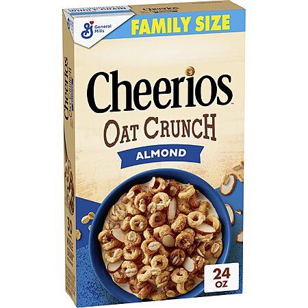 Select Breakfast Cereals: 24-Oz Cheerios Oat Crunch Almond Cereal ...